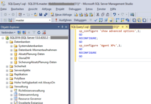SQL Management Studio „Die Agent XPs-Komponente ist im Rahmen der ...