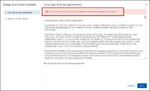 vCenter Update „“Error in method invocation Timeout happens while sending message to ...